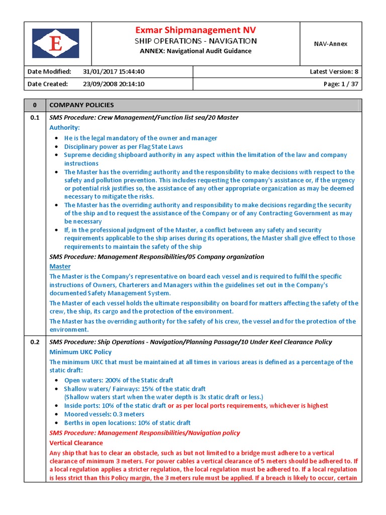 Navigational Audit Guidance | PDF | Navigation | Navigator