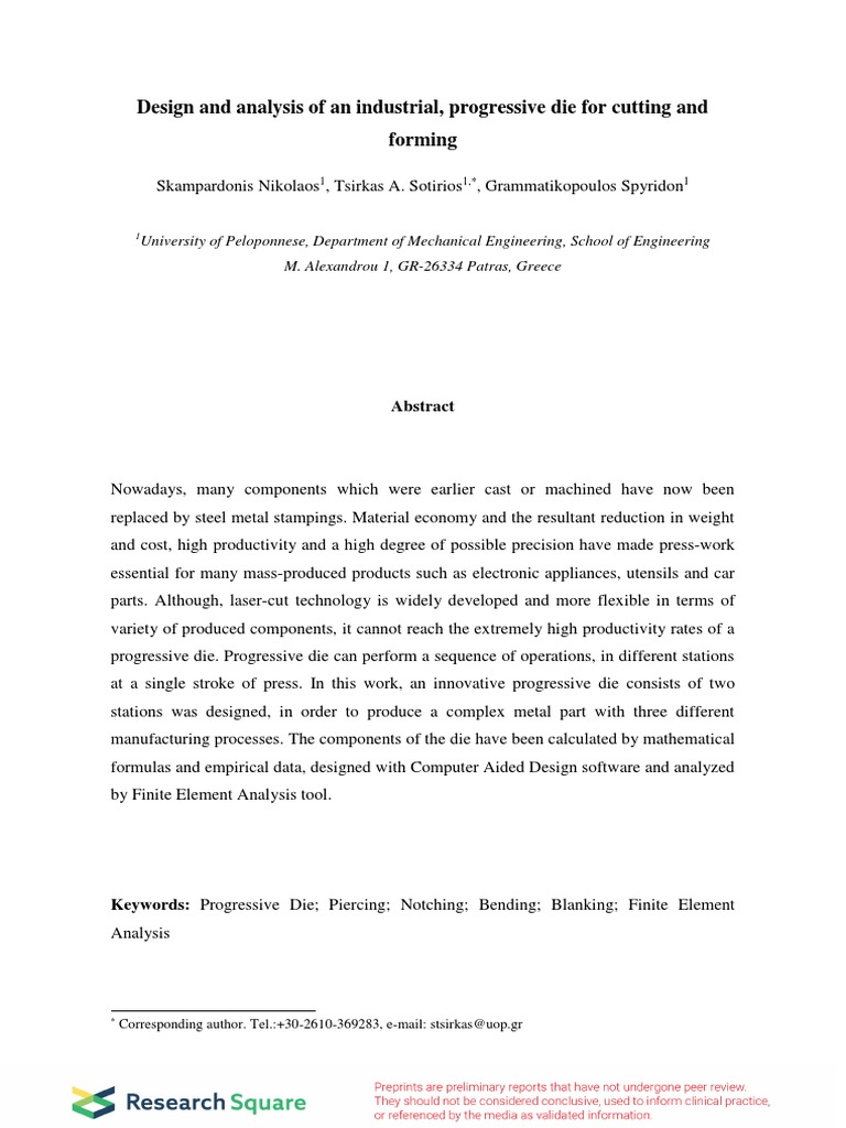 Design and Analysis of An Industrial Progressive D | PDF | Sheet Metal ...