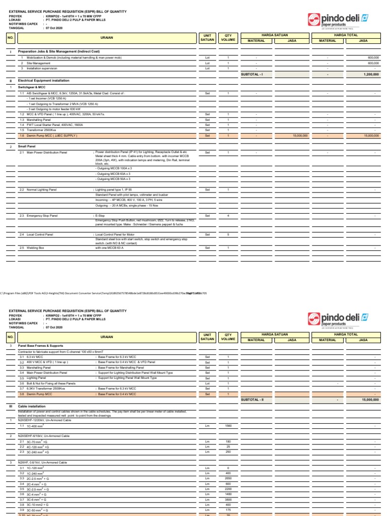 Tender Excel To PDF | PDF | Lighting | Electrical Equipment