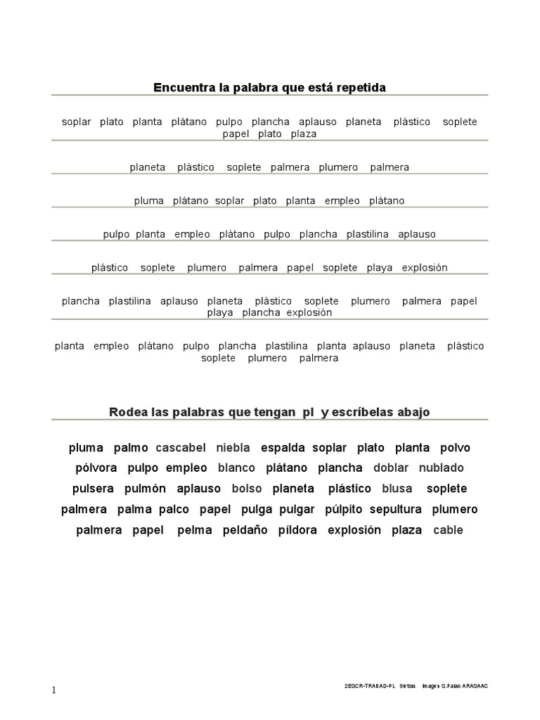 Sílabas Trabadas PL | PDF