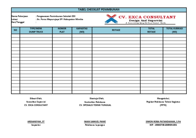 Form Checker Penimbunan | PDF