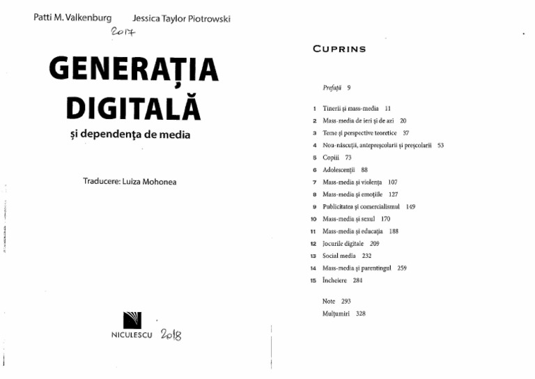 P. Valkenburg. 2018 Generatia Digitala Cuprins | PDF