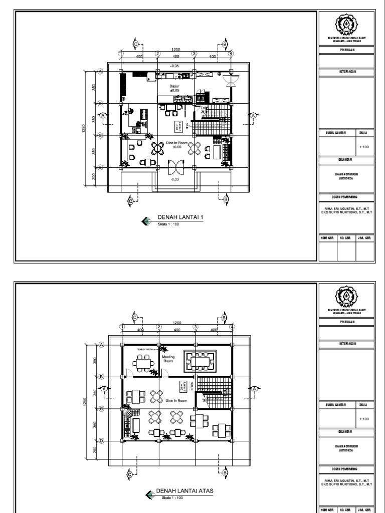 Contoh Gambar Kerja Arsitektur Bangunan Usaha 2 Lantai | PDF
