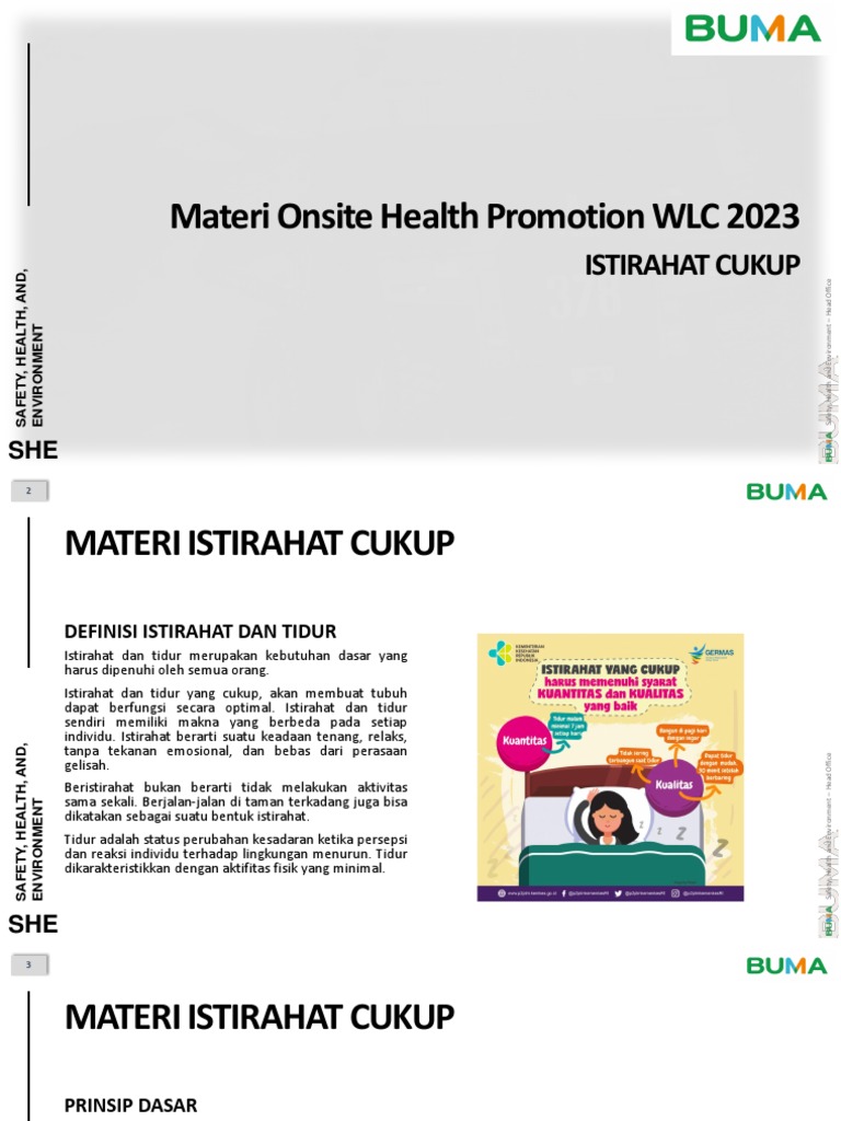 Materi Istirahat Cukup - WLC Mei 2023 - Share | PDF