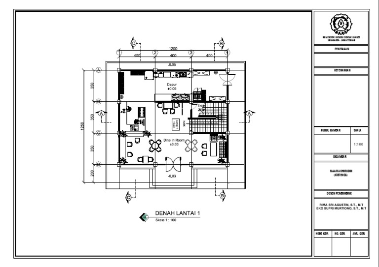 Contoh Gambar Kerja DENAH Lantai 1 | PDF
