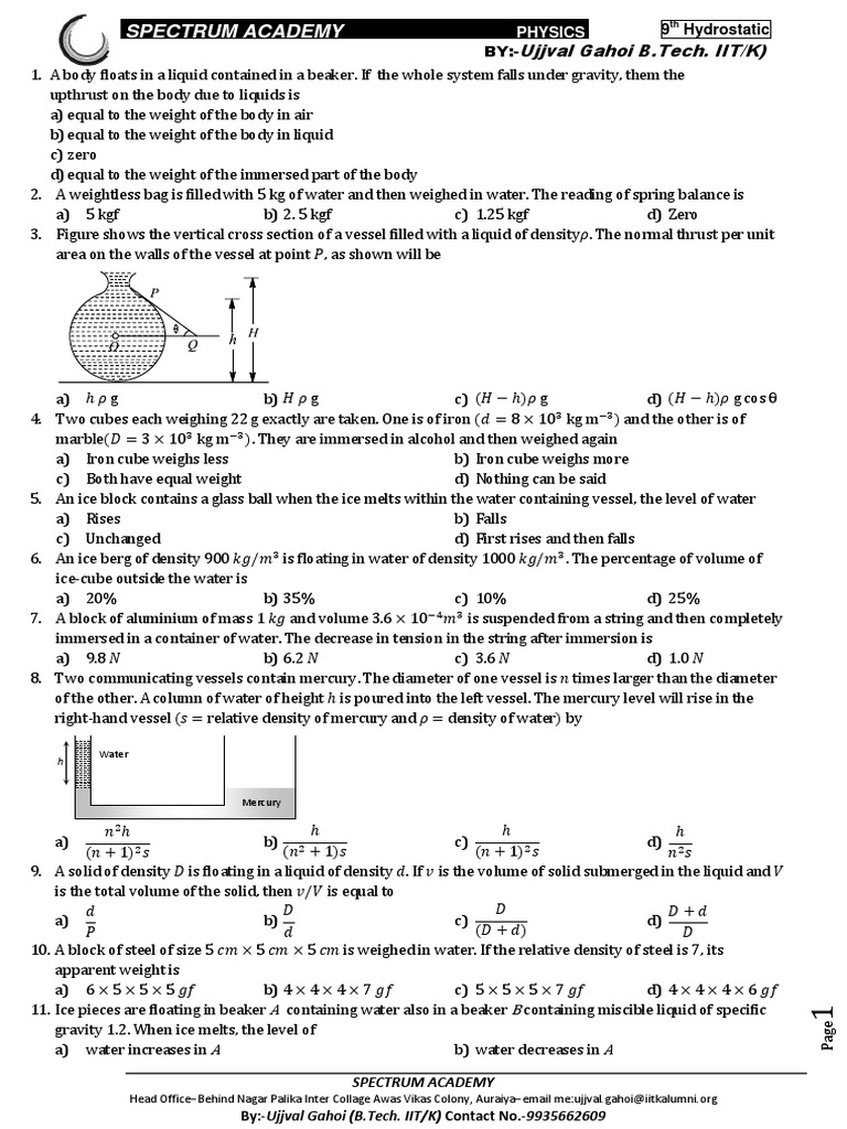 Fluid Mechanics | PDF | Buoyancy | Density