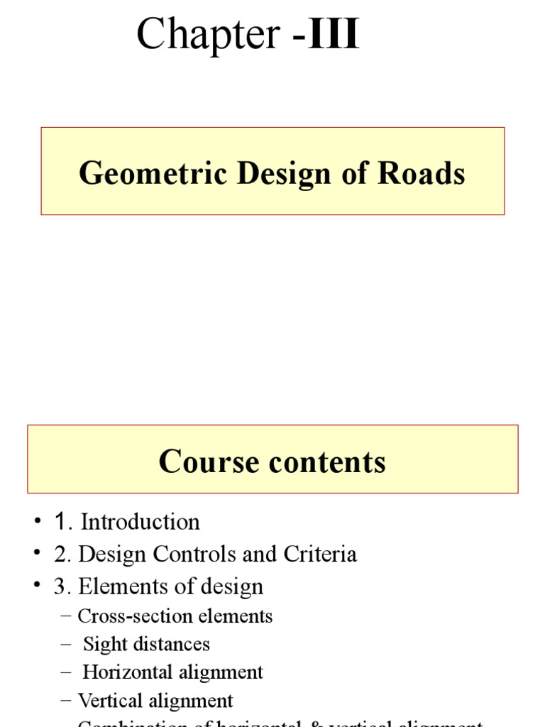 Chapter 3.1 Geometric Design of Highways | PDF | Road | Traffic