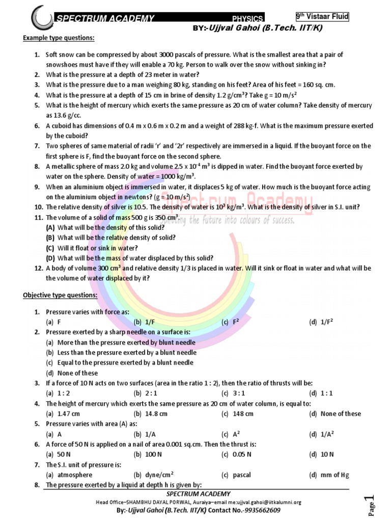 Fluid | PDF | Buoyancy | Pressure