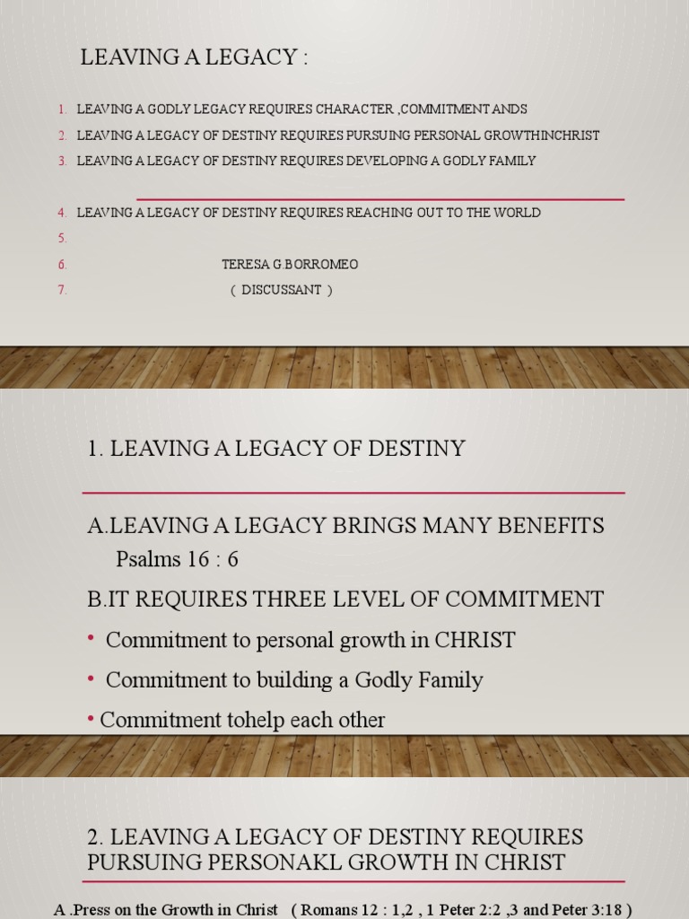LeavING A LEGACY Lecture Mam Thess | PDF | Jesus | Theology