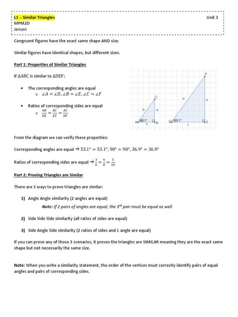 U6l1t Similar Triangles | Download Free PDF | Triangle | Euclidean Plane Geometry