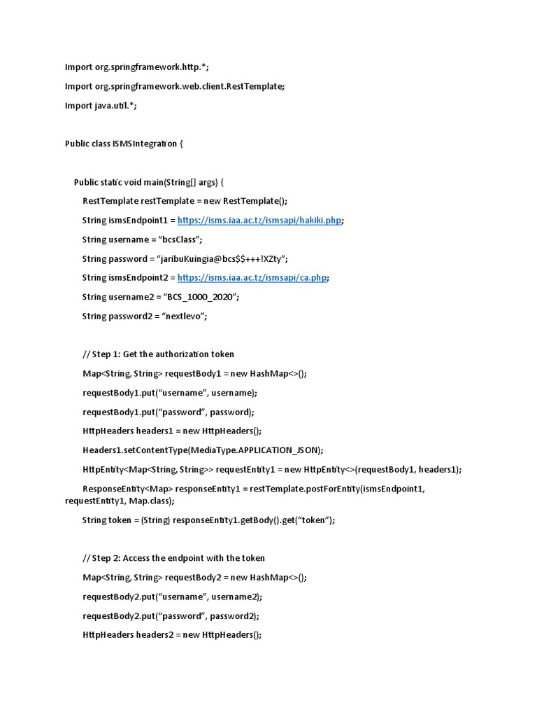ISMS API Integration with Java Code | PDF | String (Computer Science) | Encryption
