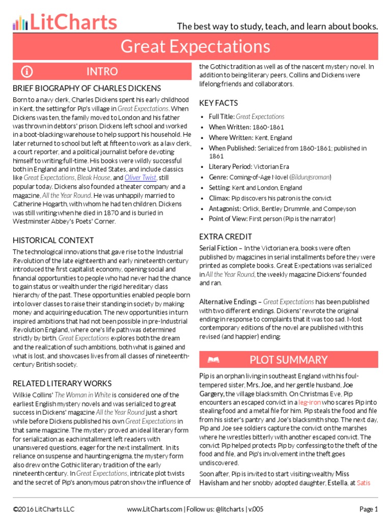 Great Expectations LitChart | PDF | Great Expectations | Estella (Great ...