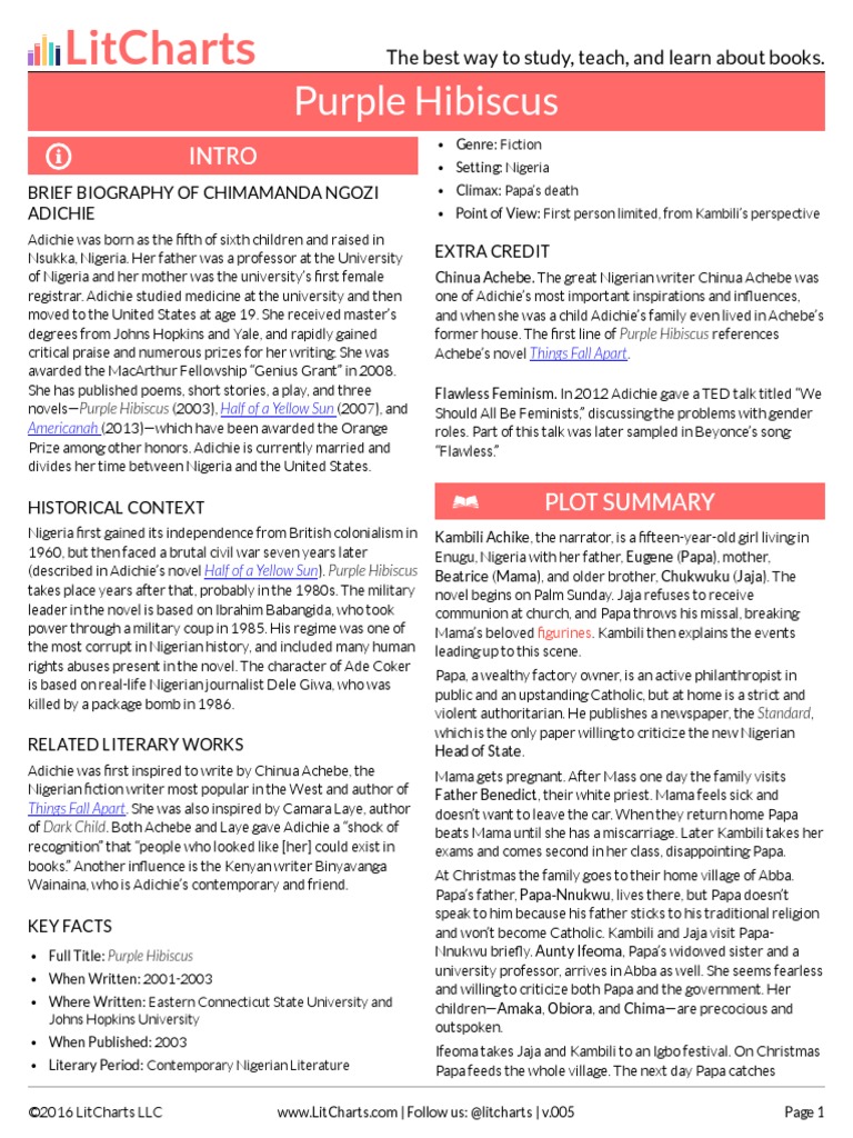 Purple Hibiscus LitChart | PDF
