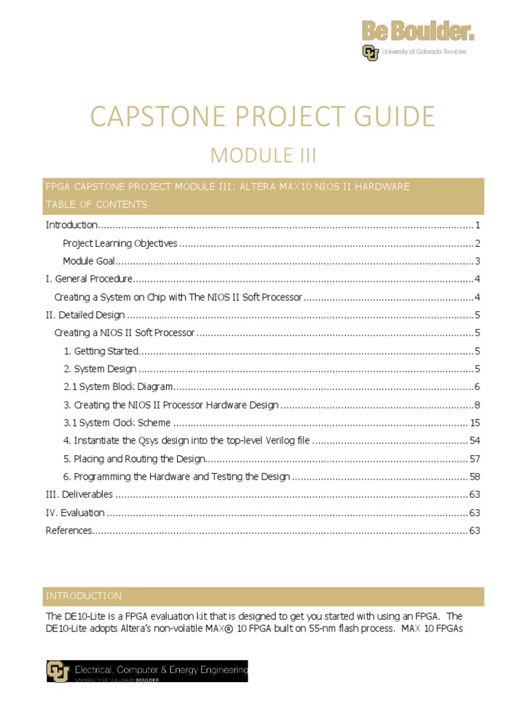 FPGA Course4 CapstoneProjectGuideModule3 | PDF | Field Programmable Gate Array | System On A Chip