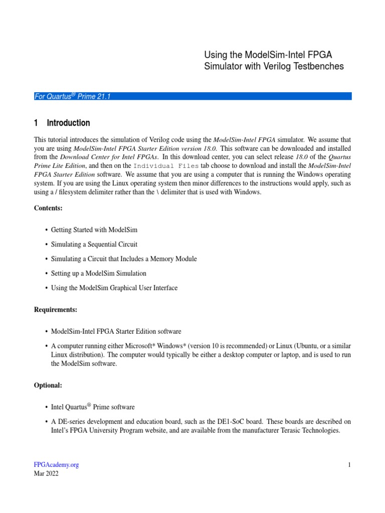 Modelsim Testbenches Verilog Pdf Field Programmable Gate Array Computer File
