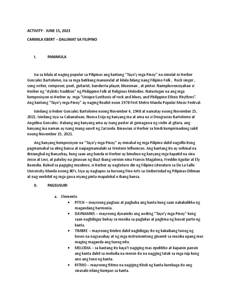 Aktibidad Dalumat | PDF