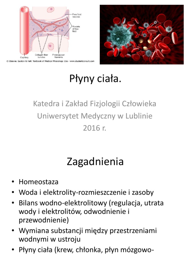 Plyny Ciala Analityka Medyczna Fizjologia Czlowieka 2019-2020 13.03. ...