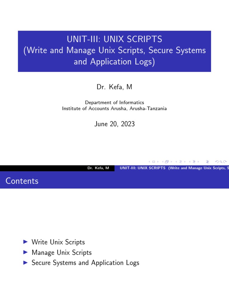 Unit-3 - Unix Scripts | PDF | Shell (Computing) | Command Line Interface