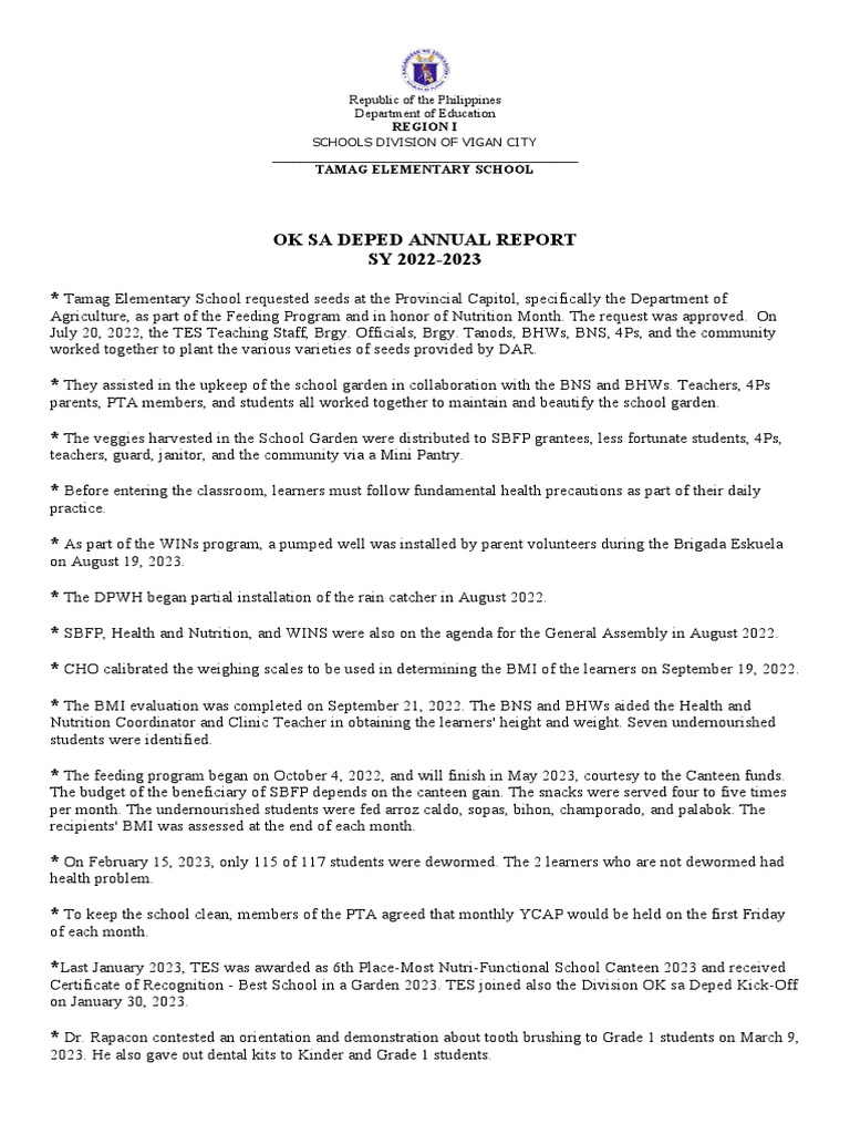 Ok Sa Deped Annual Report | PDF