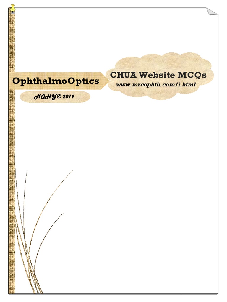 Chua MCQs on Ophthalmic Optics | PDF | Contact Lens | Ultrasound