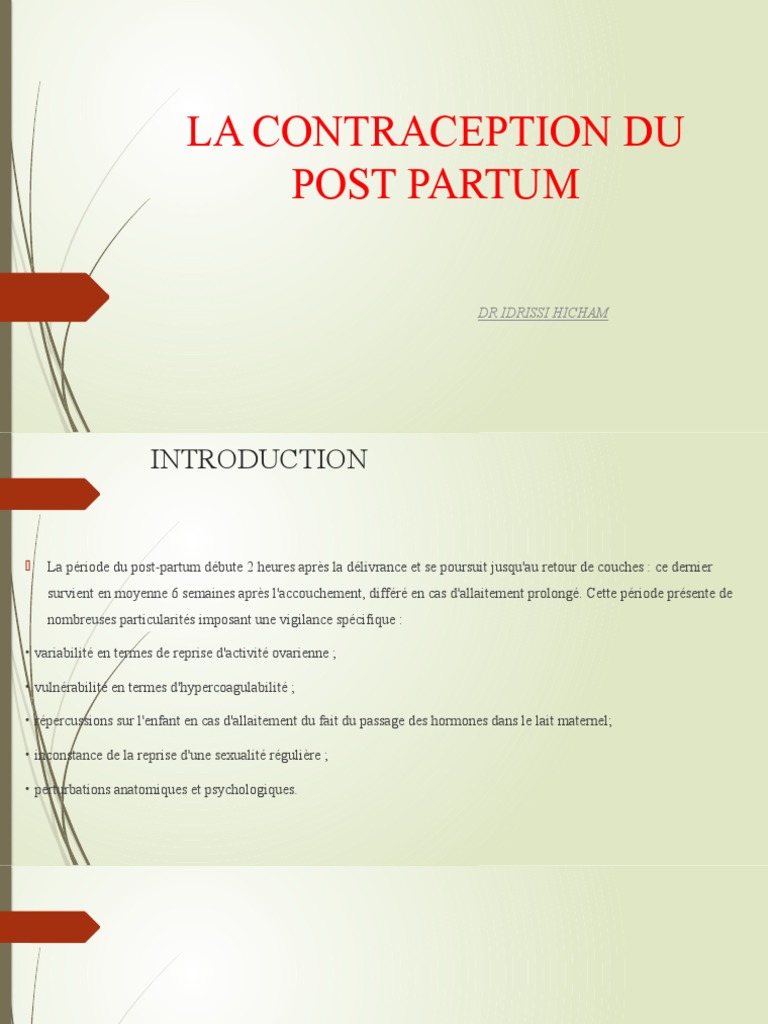 La Contraception Du Post Partum | PDF | Contraception | Post-partum