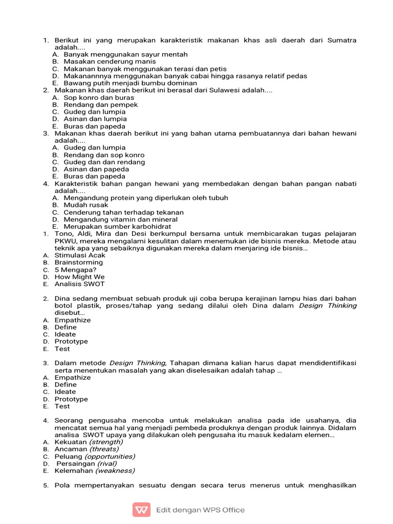 Latihan Soal PKWU | PDF