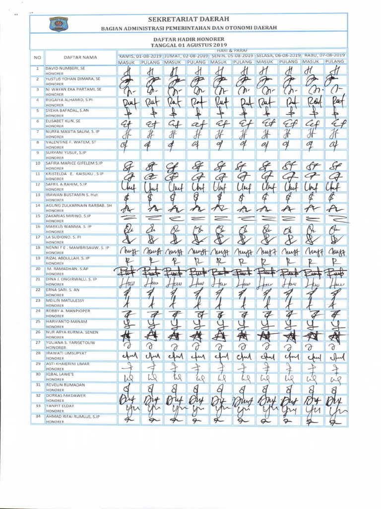 Absen 5 Bulan Terakhir | PDF