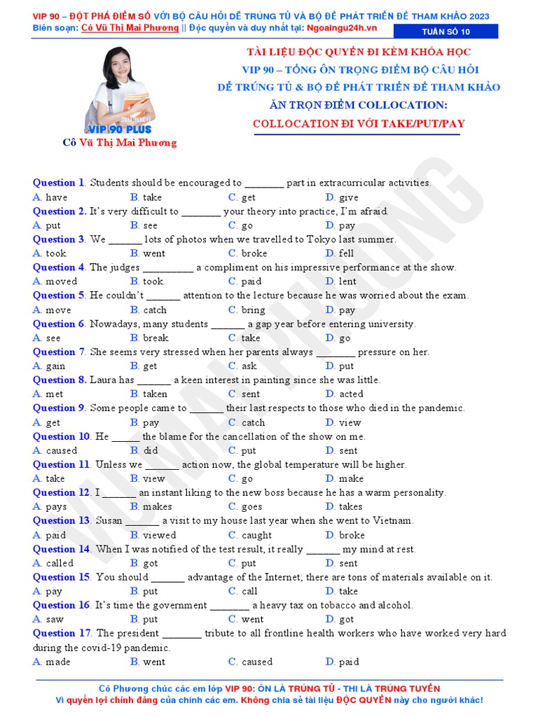 Collocation Take Put Pay | PDF