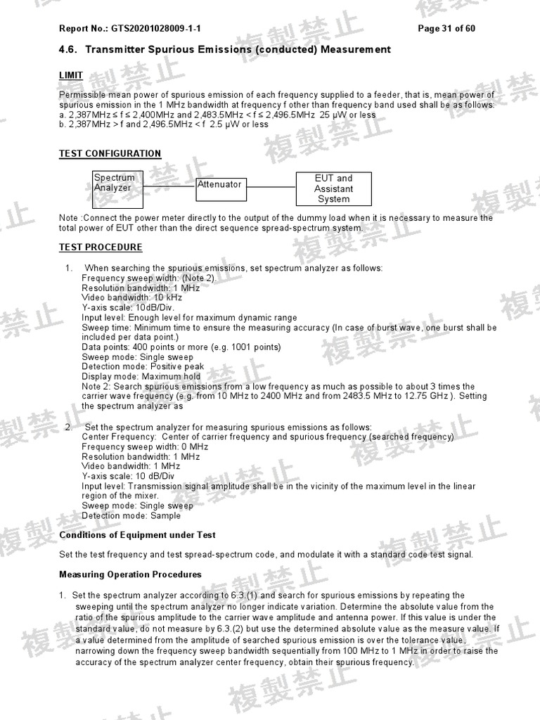 4.6. Transmitter Spurious Emissions (Conducted) Measurement | PDF ...