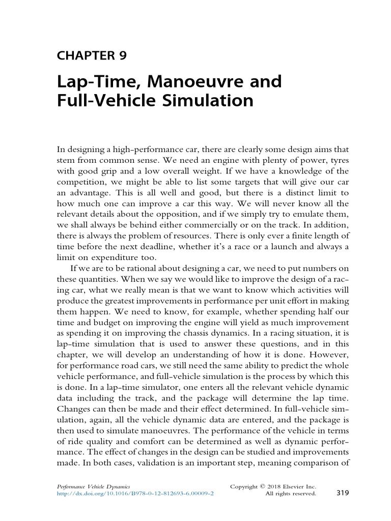 Performance Vehicle Dynamics - Chapter - 9 | PDF | Computer Simulation ...
