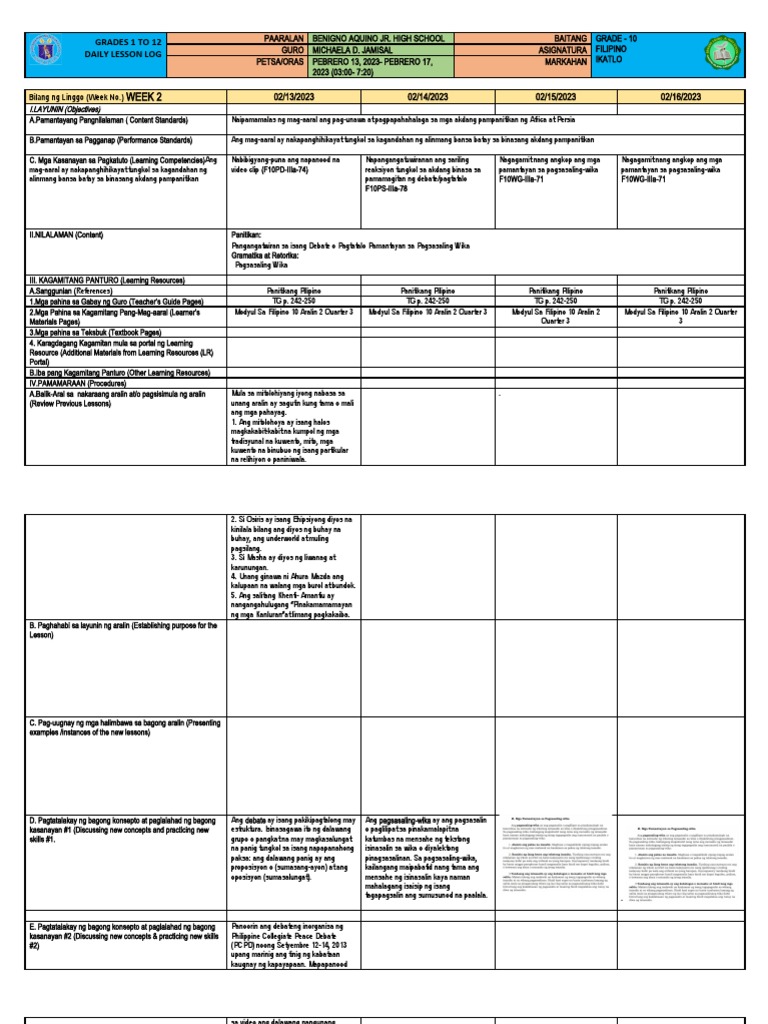 Fil 10 DLL Q3 Week 2 | PDF