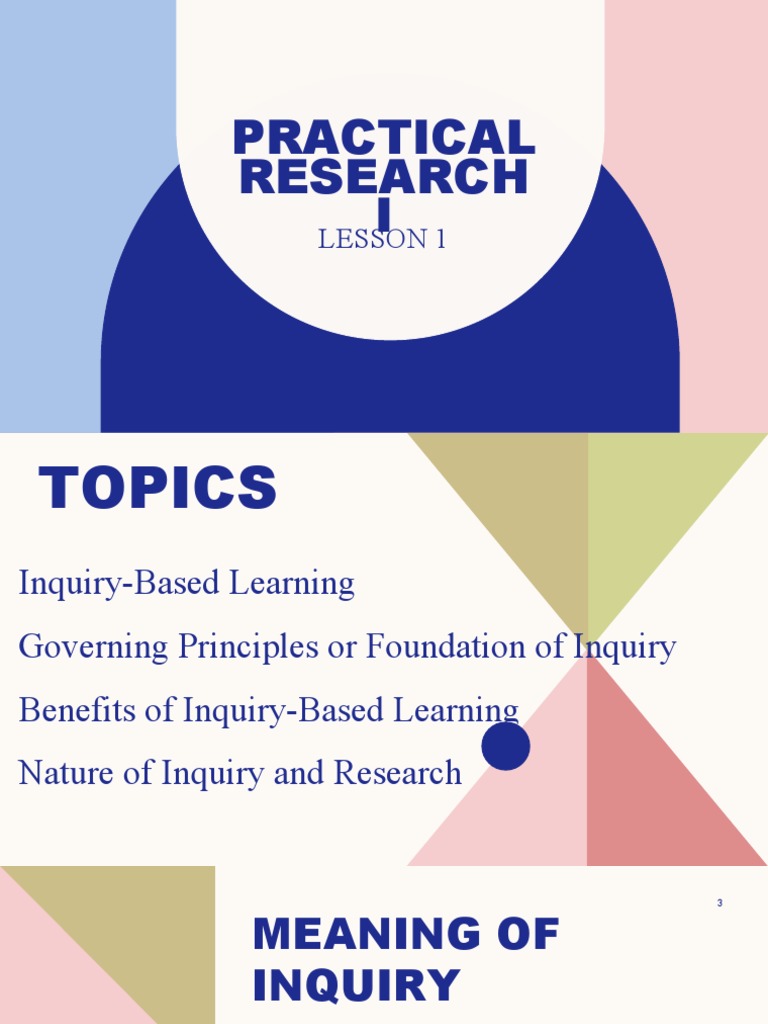 PR 1 Lesson 1 | PDF | Inquiry Based Learning | Learning