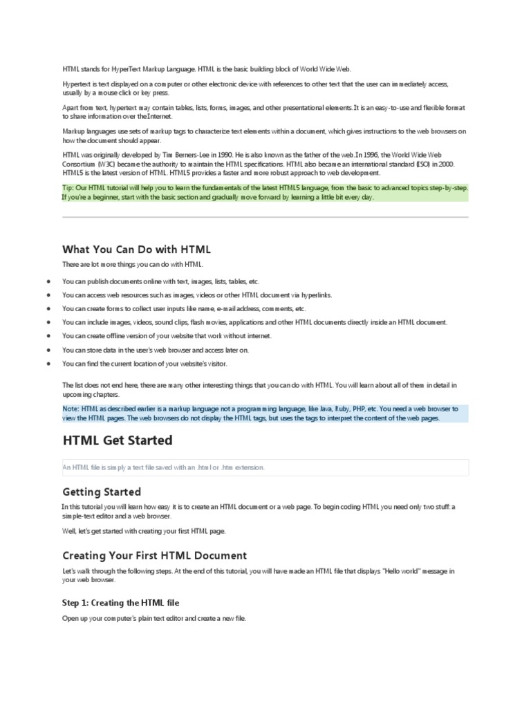 HTML Data | Download Free PDF | Html Element | Hyperlink