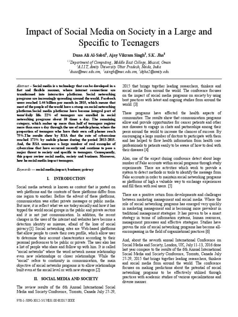 Positive Impact of Social Media on Teens | PDF | Social Media | Popular ...