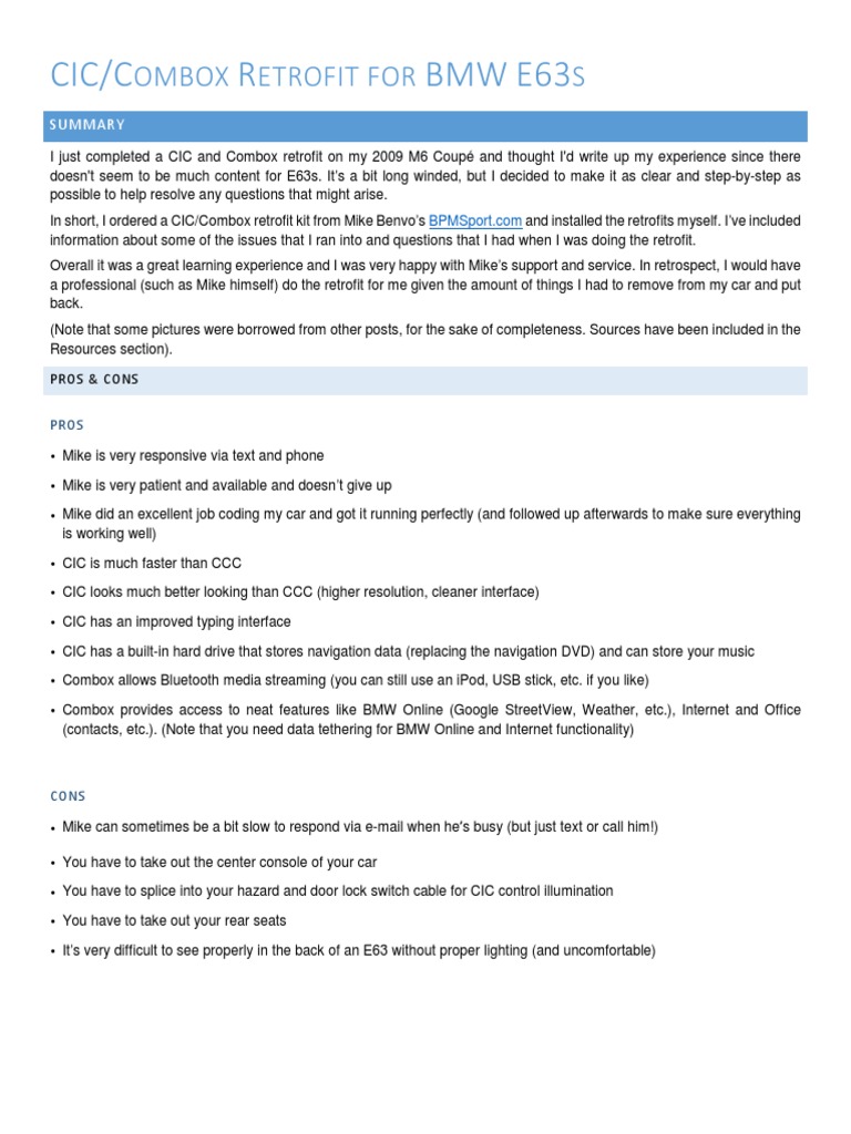 CIC-Combox Retrofit For E63s | PDF | Electrical Connector | Usb