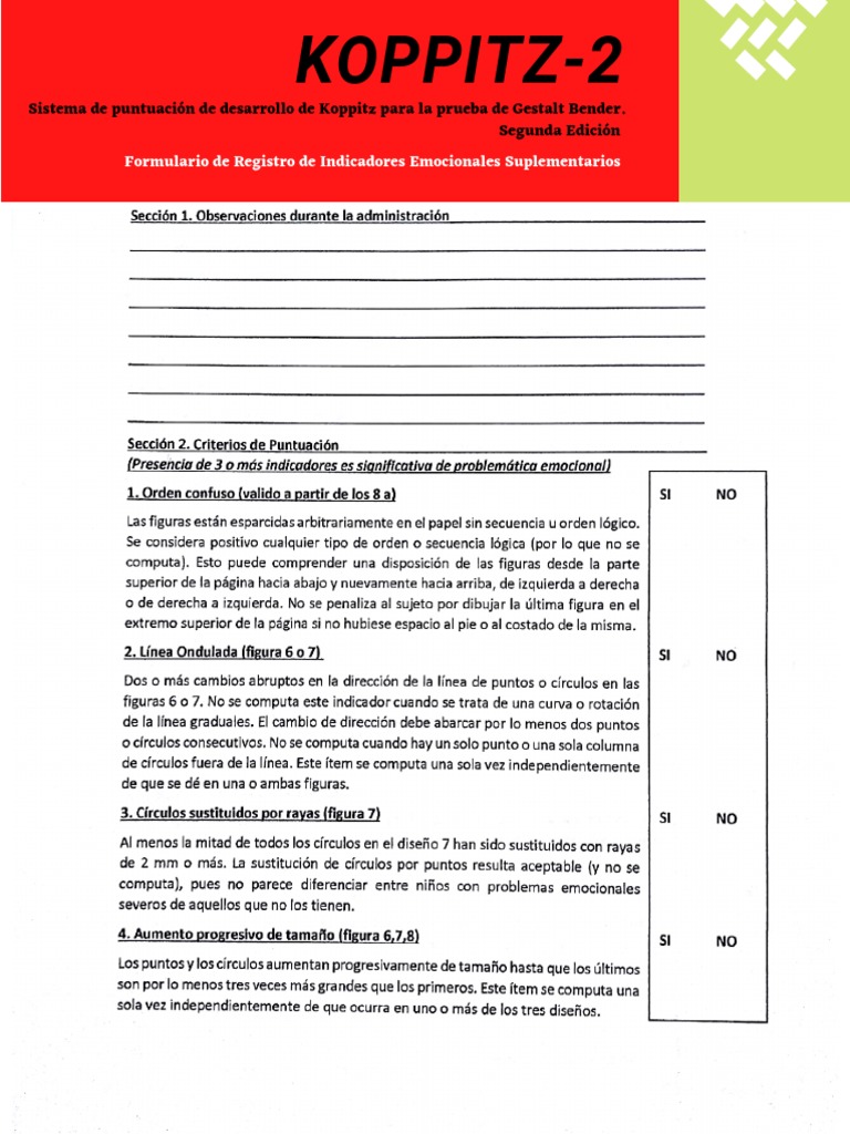 KOPPITZ-2. Puntuacion | PDF