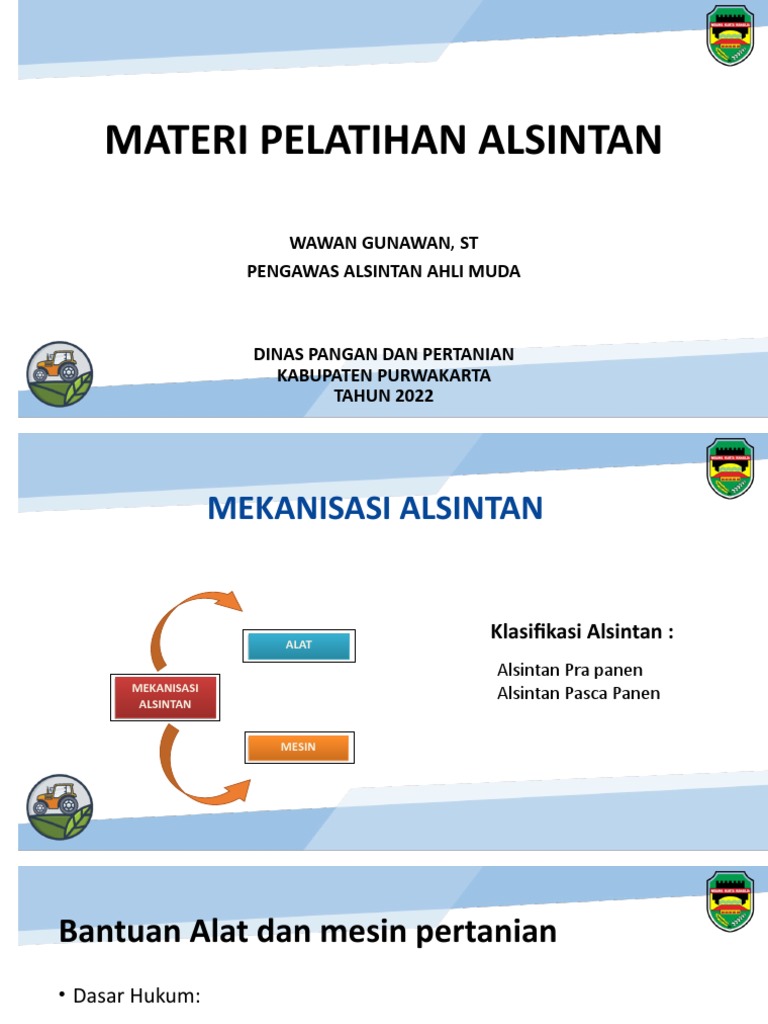 Pak wawan MATERI PELATIHAN 2022 MEKANISASI PERTANIAN | PDF
