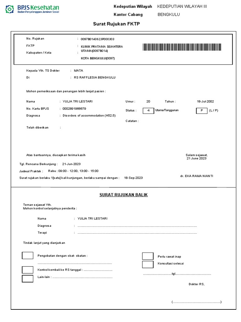 YULIA TRI LESTARI Poli Mata Raflesia | PDF