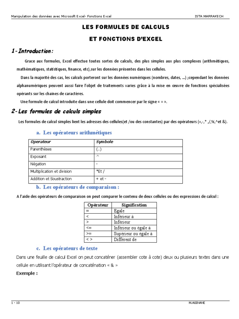 Formules et Fonctions Excel Essentielles | PDF | Microsoft Excel ...
