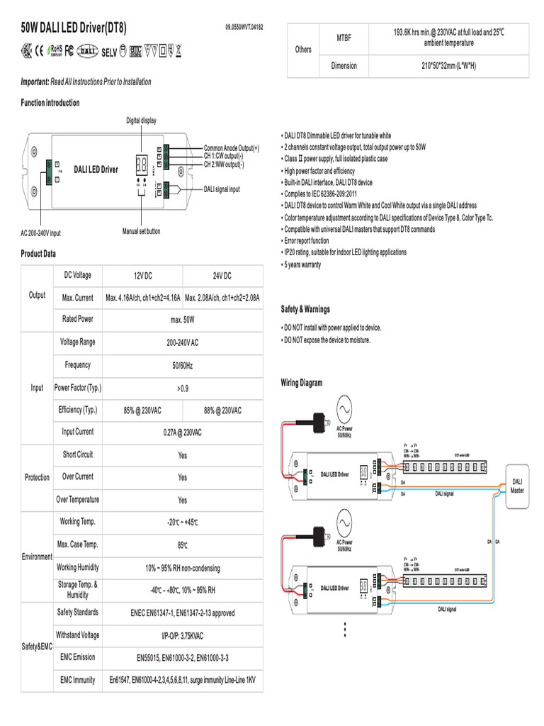 DALI LED Driver: Function Introduction | PDF | Power Supply | Electronics