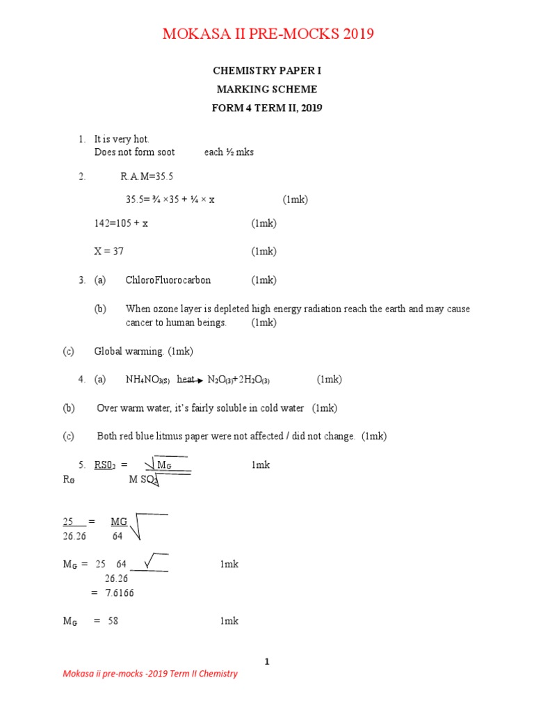 Chemistry Form 4 PP1 MS | PDF | Acid | Sulfuric Acid