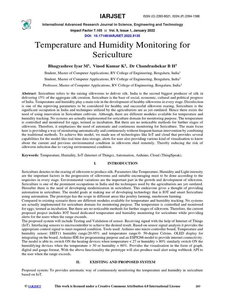 Smart IoT Sericulture | PDF | Internet Of Things | Arduino