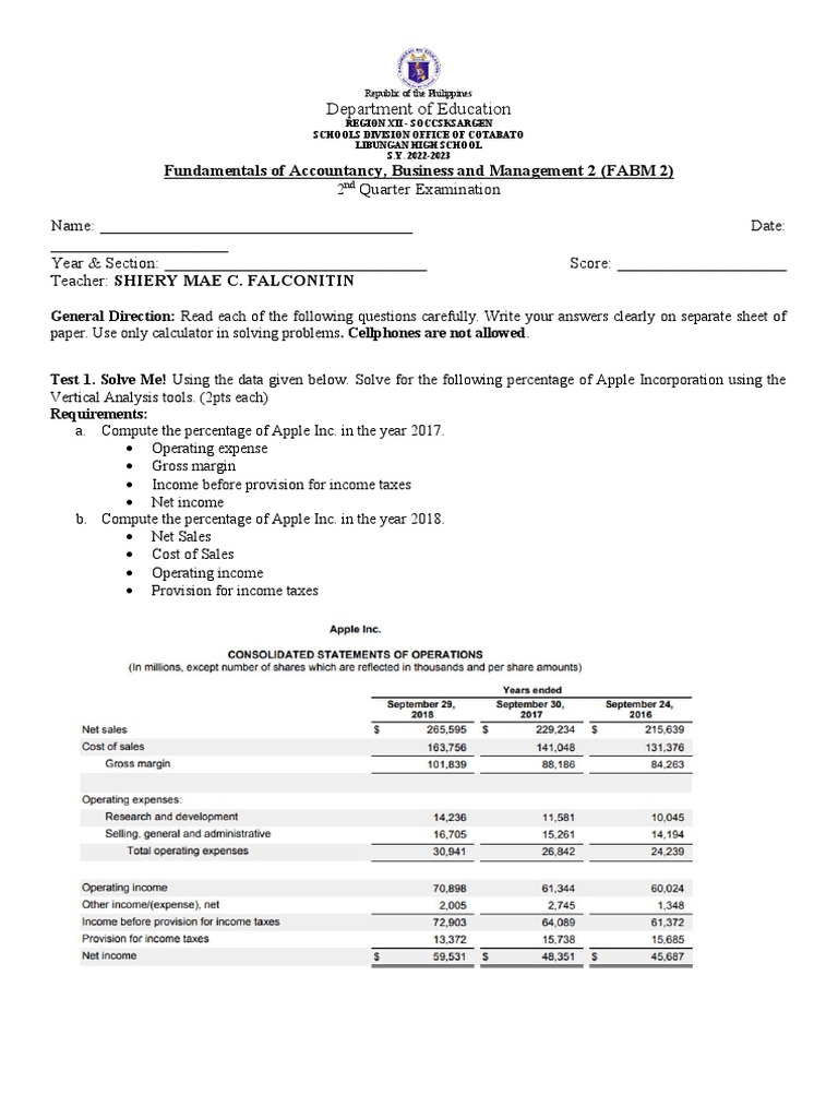 Fabm 2. Final Exam | PDF | Equity (Finance) | Revenue