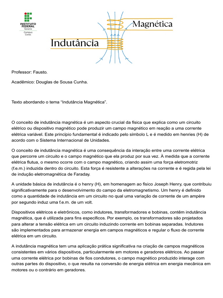 Indutância Magnética: Conceitos e Aplicações | PDF | Indutância ...