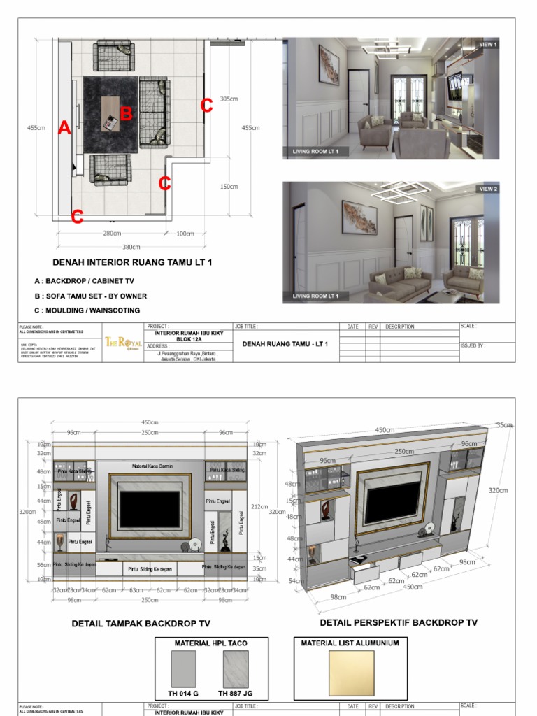 Contoh Gambar Kerja Interior Ruang Tamu | PDF