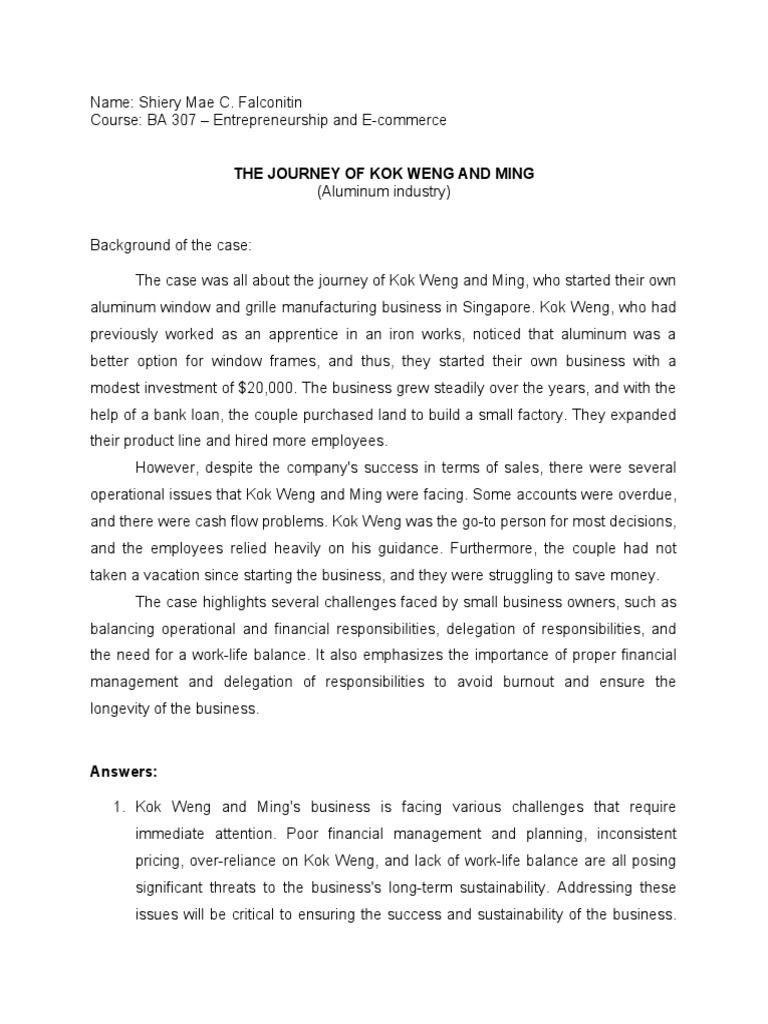 Case 6c-Kok Weng and Ming (Part 1) | PDF | Sustainability | Pricing