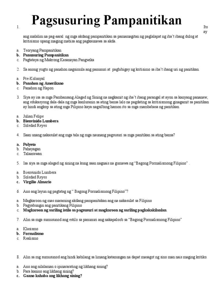 Panunuring Pampanitikan | PDF
