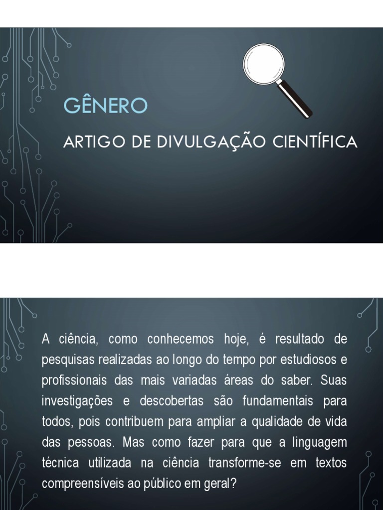 Artigo De Divulgação Científica Interpretação Textual Pdf Science