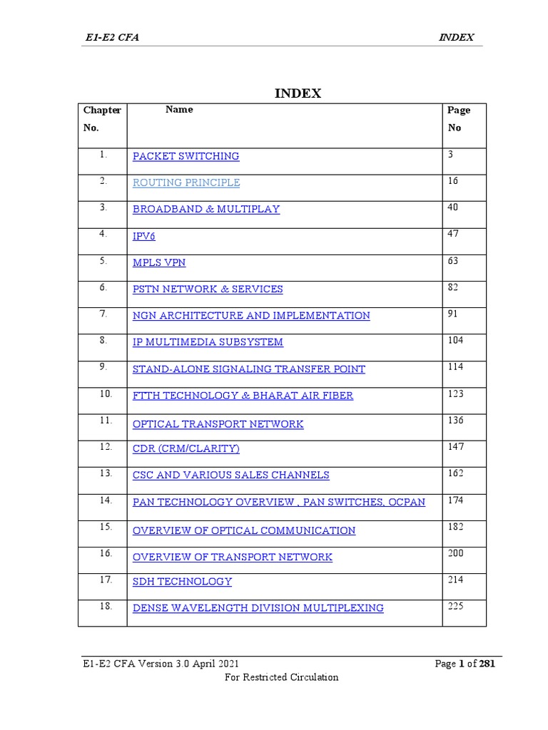 Index: No. Name No | PDF | Routing | Computer Network