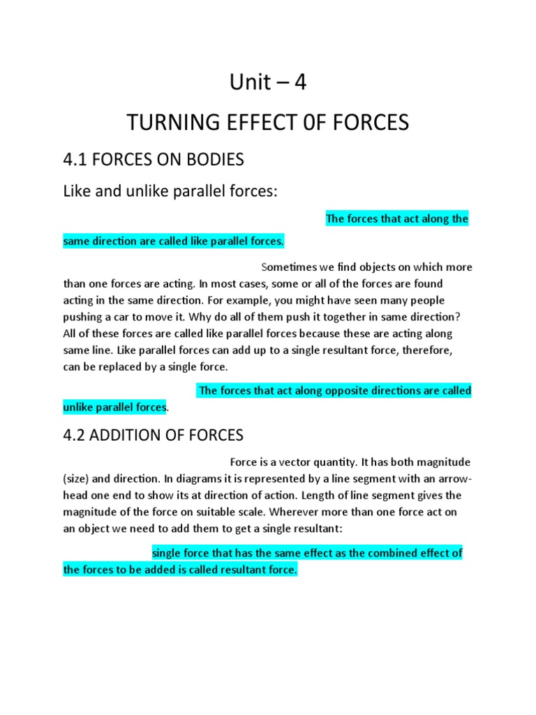 Turning Effect of Force | PDF | Center Of Mass | Trigonometric Functions